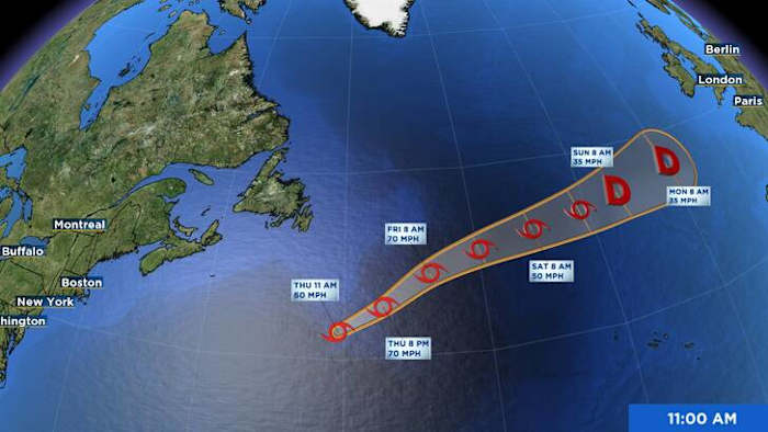 Dexter Becomes A Storm-Force Extratropical Low Over The North Atlantic