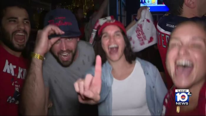 Watch as Panthers fans celebrate Stanley Cup victory outside Amerant ...