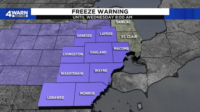 Freeze warning going into effect Wednesday in Metro Detroit -- here’s ...