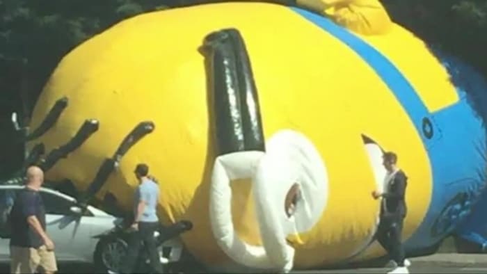WATCH: Giant minion causes traffic jam