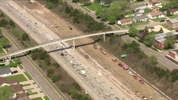VIDEO: Bird's-eye view of westbound I-696 construction progress on May ...