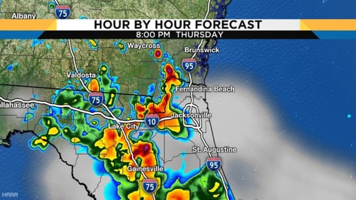 Thunderstorms, heavy rain moving through Duval, Nassau counties