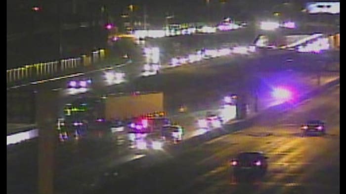 Pedestrian jumps median, fatally struck on NE Side Pedestrian jumps median, fatally struck on NE Side