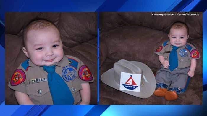Texas DPS trooper dresses baby in tiny trooper uniform and it's adorable