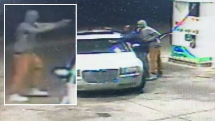 Video shows armed robbery, shootout between 2 men at Detroit gas station