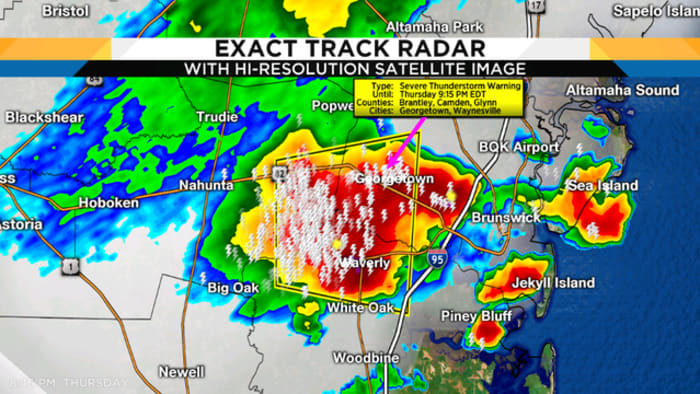 Severe Storm in Georgia, lightning seen in Jacksonville