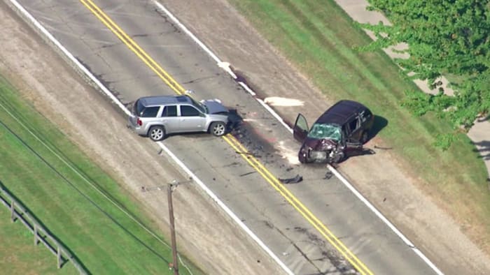 2 drivers hospitalized after 2-car crash in Clinton Township