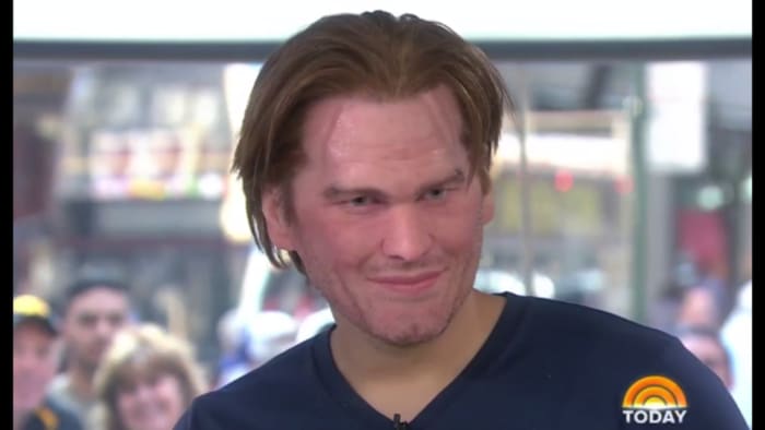 What's the story behind the creepy Tom Brady mask?