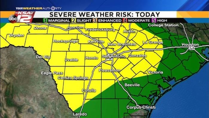 KSAT Weather: A few strong storms, heavy rain possible this evening ...