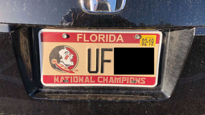 FSU fans salty over specialty license plates that say 'UF'