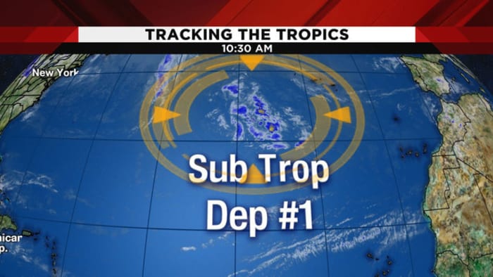 Year's first subtropical depression forms in Atlantic Ocean