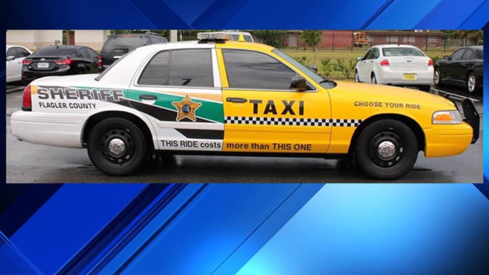 Taxi-patrol car hybrid serves as reminder to avoid DUI