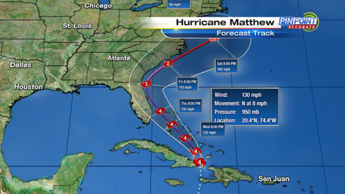 Hurricane Matthew path shifts farther west into Fla.