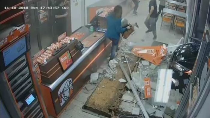Close Call When Car Plows Into Lake City Little Caesars
