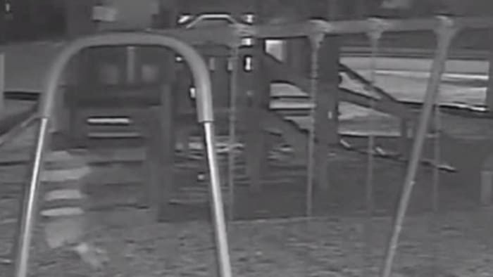 Police searching for 2 who set playground on fire