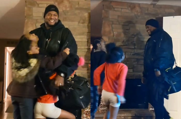 ‘Daddy’s in the house!’ Daughters welcome Troy dad home in adorable ...