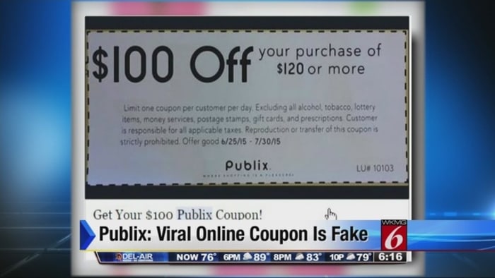 Publix Facebook coupon is a fake