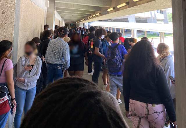 crowded high school cafeteria