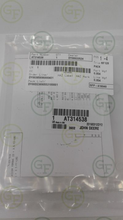John Deere Seal Kit AT314538 - Green Farm Parts