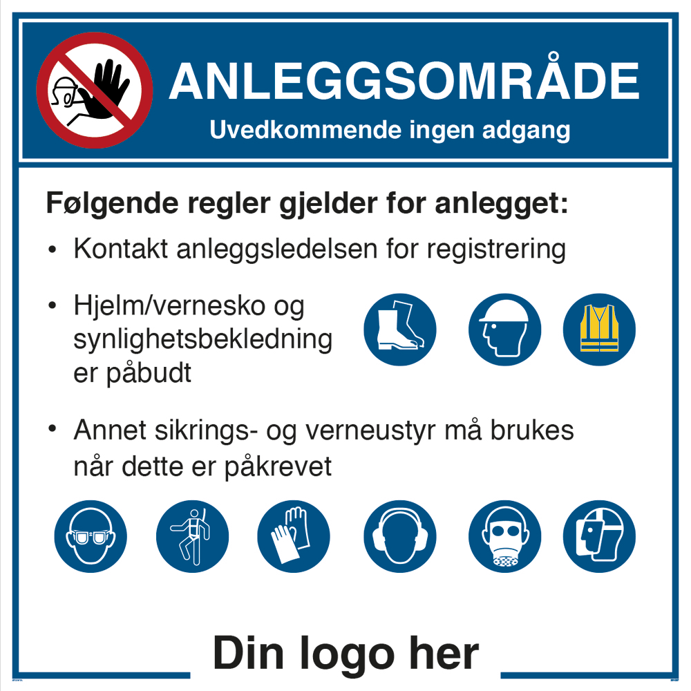 Skilt HMS anleggsområde Grove Knutsen | Profesjonelt arbeidsutstyr