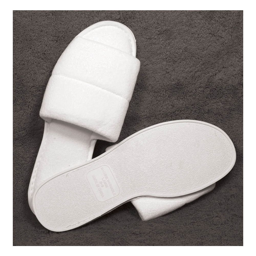GuestSupply US | Kartri Terry Slippers, Womens Open Toe, PVC Sole, White