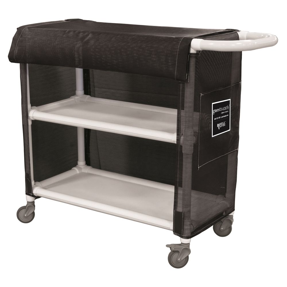 GuestSupply US | Royal Basket® 24 inch PVC Linen Cart - 2 Shelves, Mesh ...