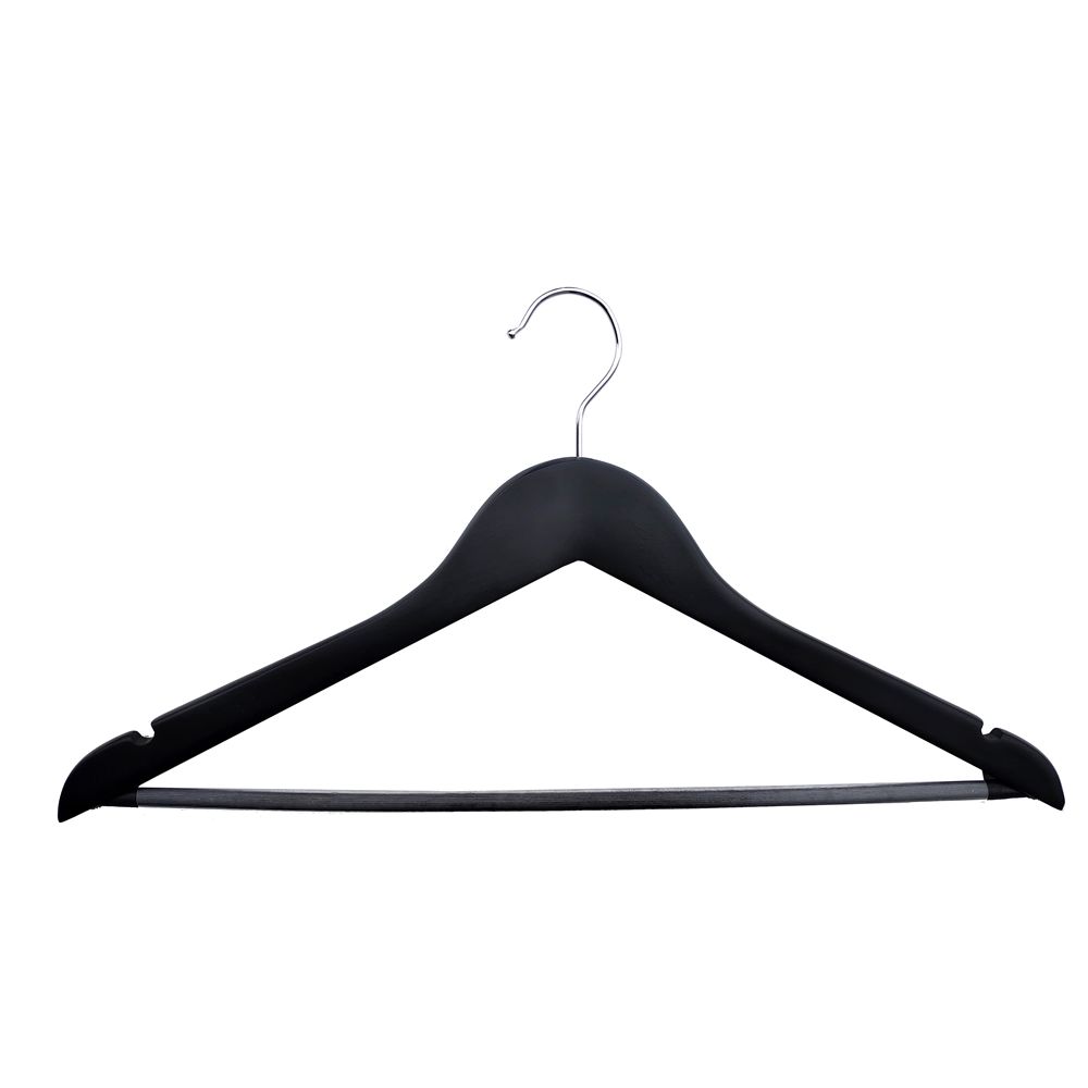 GuestSupply US | Men's Hanger, Flat Open Hook with Dowel Bar, Black ...