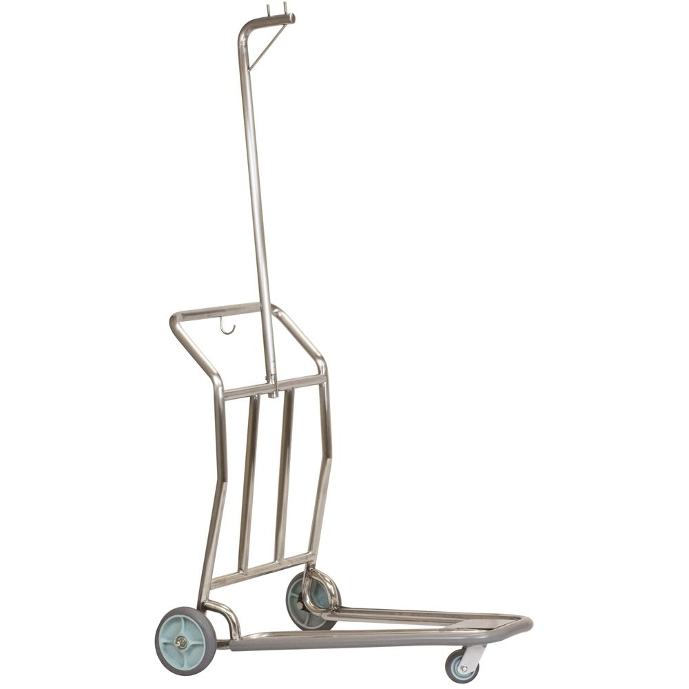 GuestSupply US | Nestable Compact Luggage Cart, Brushed Stainless Steel
