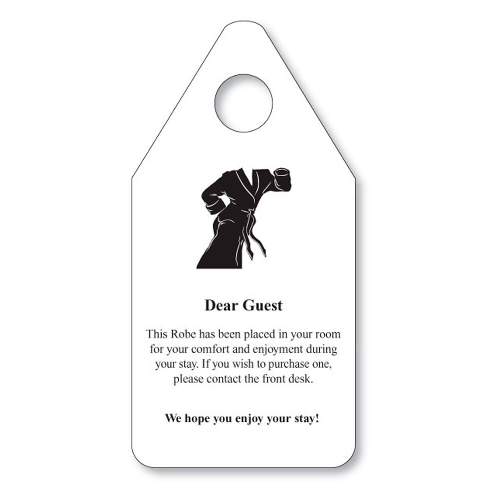 GuestSupply US | Dear Guest Robe Hanger Sign, White Vinyl with Black Print
