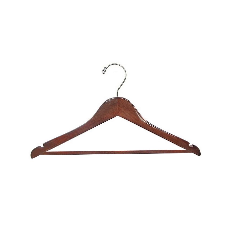 GuestSupply US | Men's Hanger, Flat Open Hook with Dowel Bar, Walnut ...