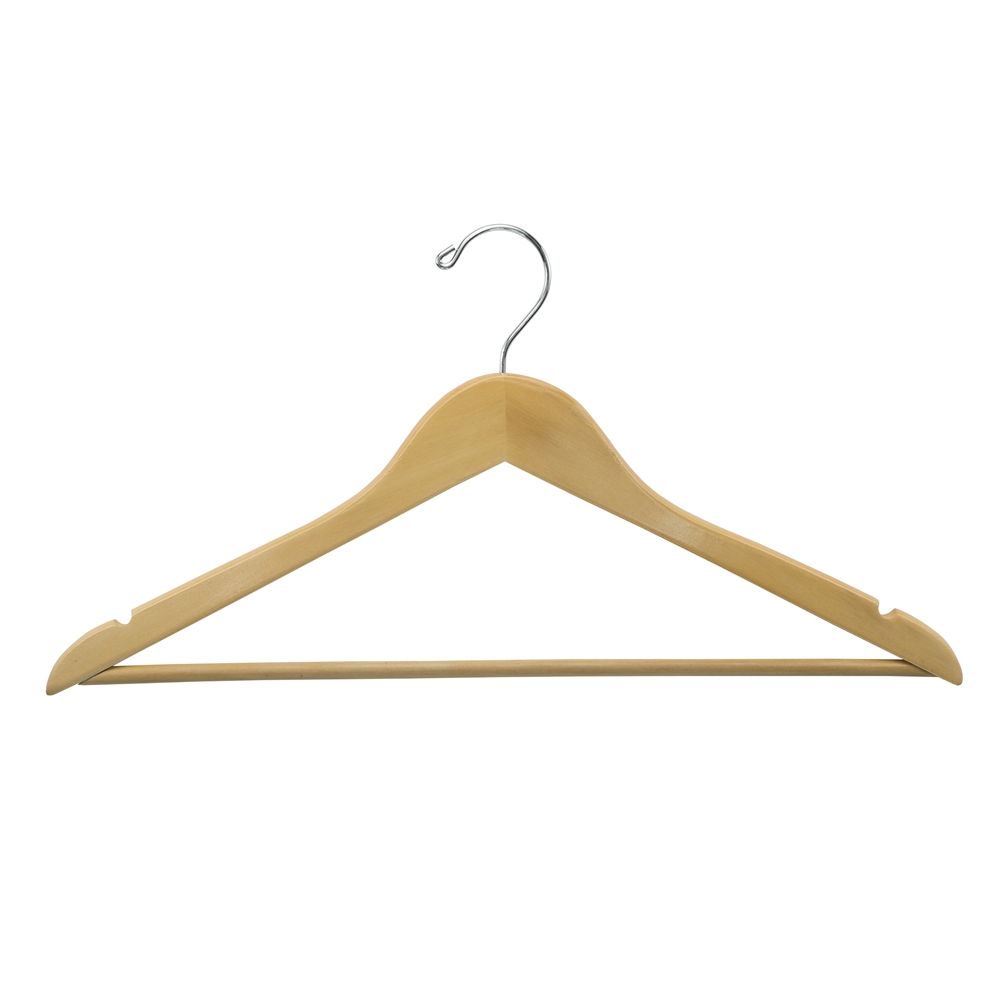 GuestSupply US | Men's Hanger, Flat Open Hook with Dowel Bar, Natural ...