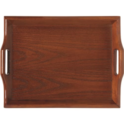 GuestSupply US | Rectangular Plastic Room Service Tray, Mahogany