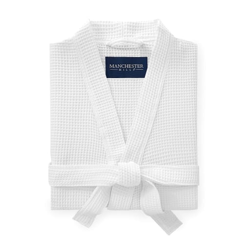 GuestSupply CA | Waffle Weave 65/35 Blend Kimono Robe, 48"L, White