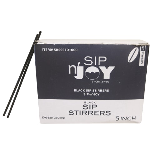 GuestSupply US | Sip-n'-Joy Sip Stirrers, Black, 5in