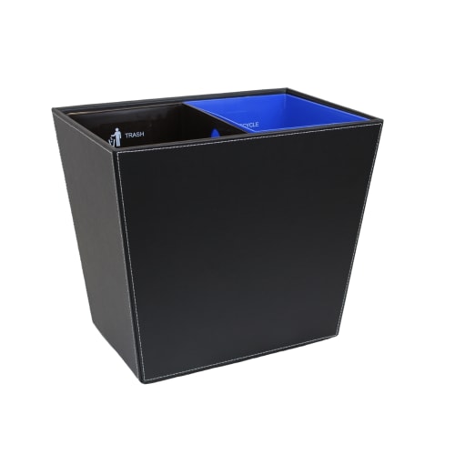 GuestSupply US | Dual Chamber 22.5 Quart Wastebasket/Recycle Bin, Black