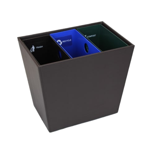 GuestSupply US | 3-Chamber 22.5 Quart, Recycle/Wastebasket, Brown