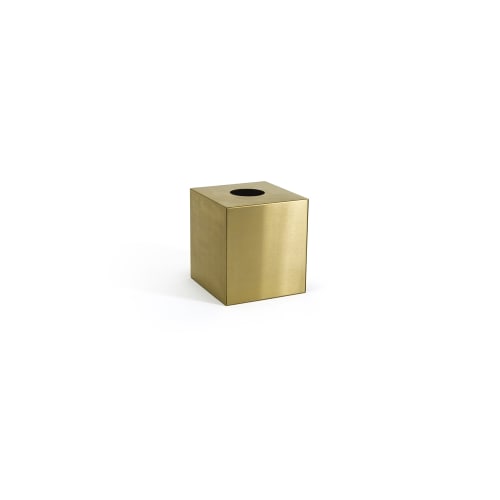 GuestSupply US | Tokyo Brushed Stainless Tissue Box Cover, Matte Brass