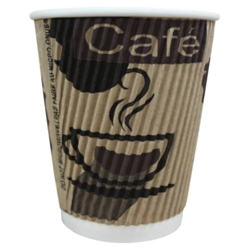 GuestSupply US | Wrapped Ripple Cafe Cup, Brown, 9oz
