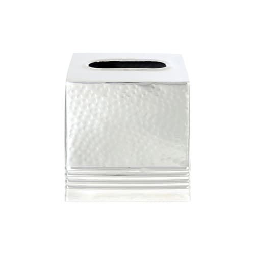 GuestSupply US | Hammered Tissue Box Cover, Stainless Steel