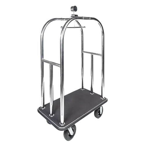 GuestSupply US | Rondo Style Bellman Cart, Stainless Steel