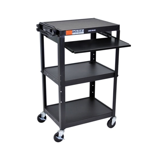 GuestSupply US | Luxor Steel Utility Cart with Adjustable Height, Black