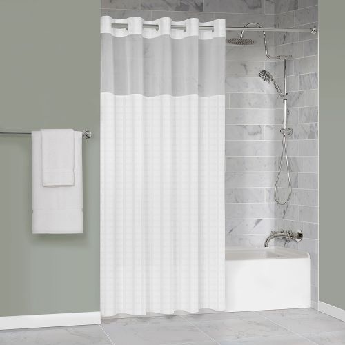 GuestSupply US | Protect360° Boxed Stripe Shower Curtain, Snap-in Liner ...