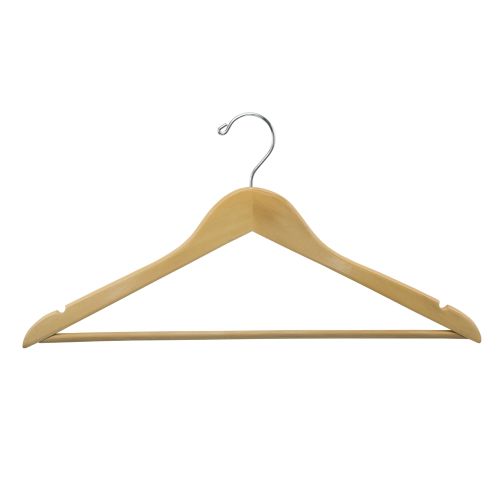 GuestSupply CA | Men's Hanger, Flat Open Hook with Dowel Bar, Natural ...