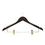 GuestSupply US | Women's Walnut Hanger, Flat Ball Top with Brass Hook ...