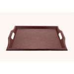 GuestSupply US | Rectangular Plastic Room Service Tray, Mahogany