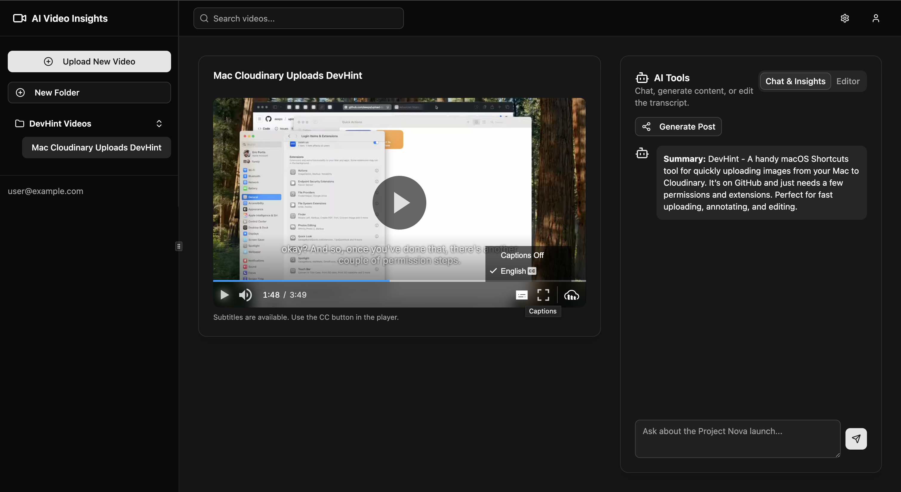 GitHub - musebe/ai-video-insights: AI‑Powered Video Insights — a Next.js (TypeScript) app that ...