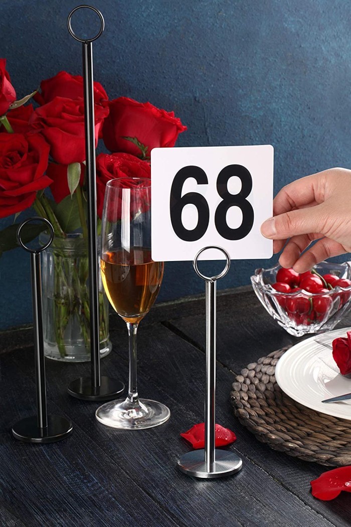 Jual Jual Table Number Menu Stand Card Holder Stainless / Tiang Nomor ...