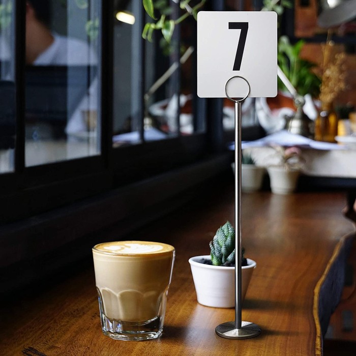 Jual Jual Table Number Menu Stand Card Holder Stainless / Tiang Nomor ...