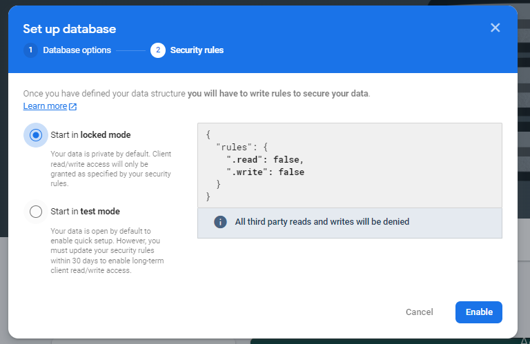 Membuat dan Menyiapkan Database Firebase