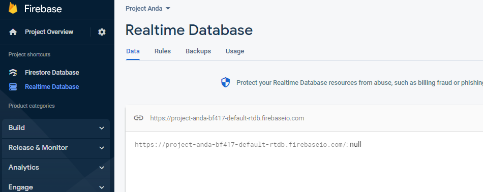 Membuat dan Menyiapkan Database Firebase